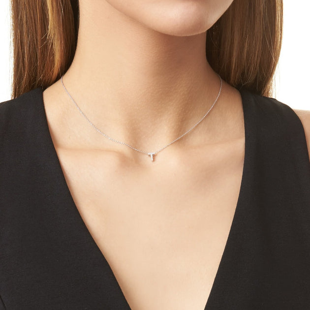 KIKICHIC NYC Initial Letter T Necklace Sterling Silver in 18k Gold Rose Gold and Silver