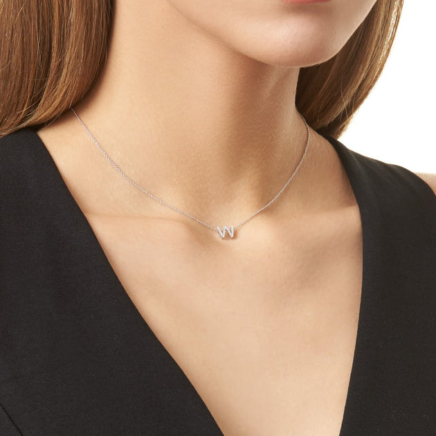 KIKICHIC | NYC | Initial Letter W Necklace Sterling Silver in 18k Gold ...