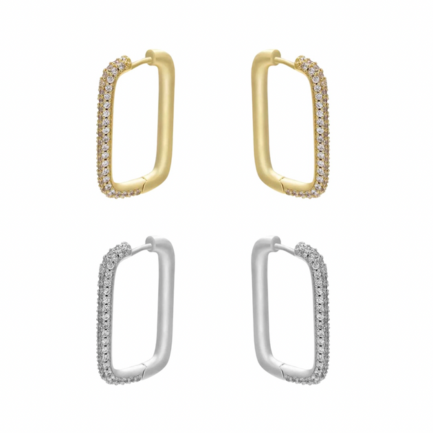 KIKICHIC | NYC | 14k Gold Filled CZ Diamond Large Rectangle Hoops ...