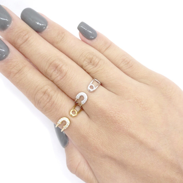 KIKICHIC | NYC | CZ Diamond Safety Pin Ring Sterling Silver (925 ...
