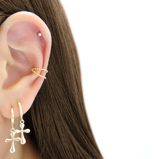 KIKICHIC | NYC | Dangling Cross Simple Huggies Hoops Earrings Sterling ...