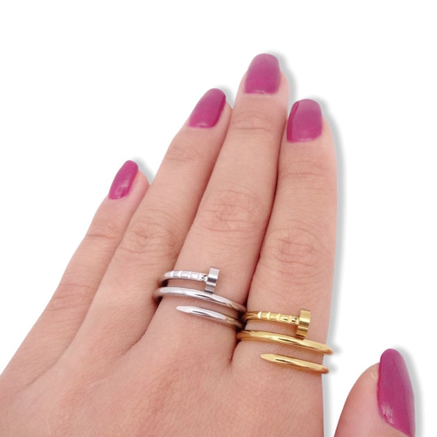 KIKICHIC | NYC | Simple Design Screw Nail Adjustable Open Ring in White ...