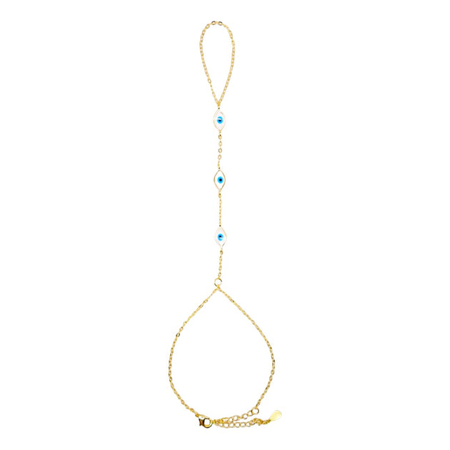 KIKICHIC | NYC | Triple Blue Evil Eye Hand Chain Bracelet Sterling ...