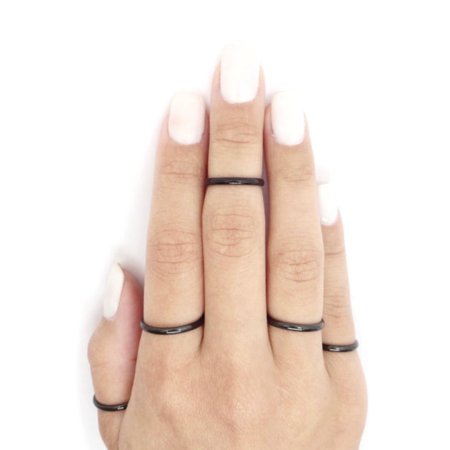 KIKICHIC | NYC | Minimal Dainty Stacker Ring in Black Anti-Tarnish ...