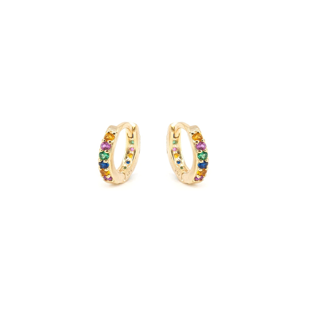KIKICHIC | NYC | 6 mm CZ Pave Rainbow Diamond Tiny Huggies Hoops ...